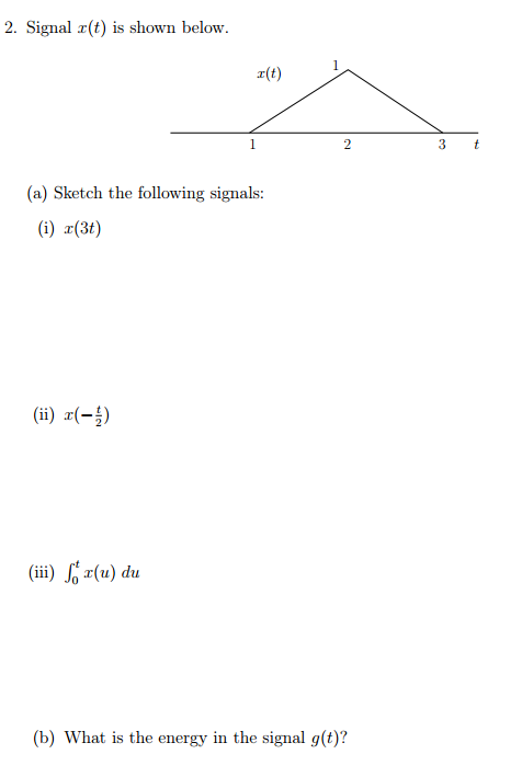 Solved Signal x(t) is shown below. Sketch the following | Chegg.com