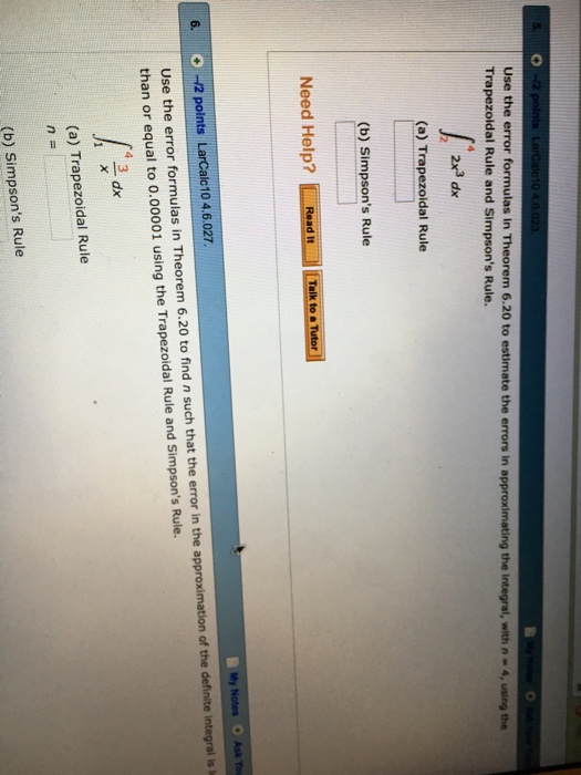 Solved Use The Error Formulas In Theorem 620 To Estimate 