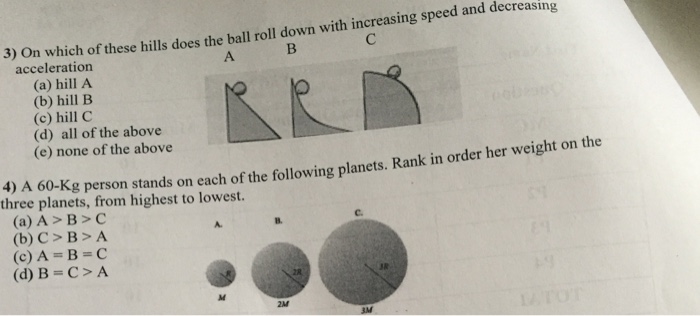 Solved On which of these bills does the ball roll down with | Chegg.com