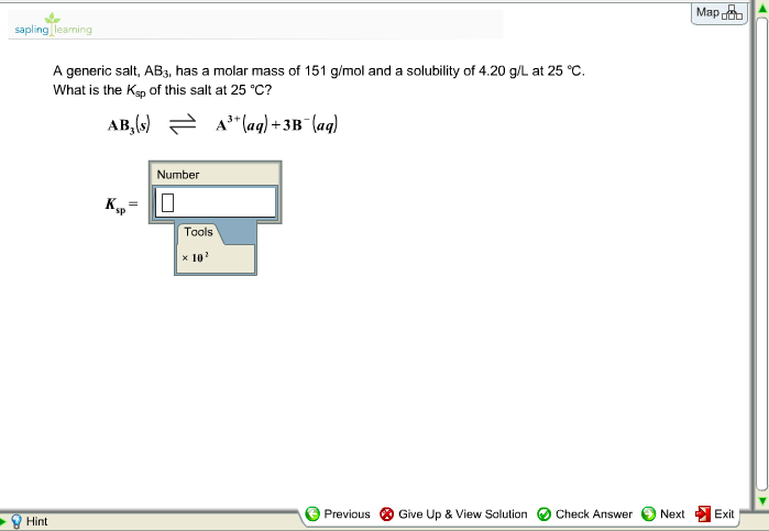 Solved Map pling A generic salt, AB3, has a molar mass of | Chegg.com