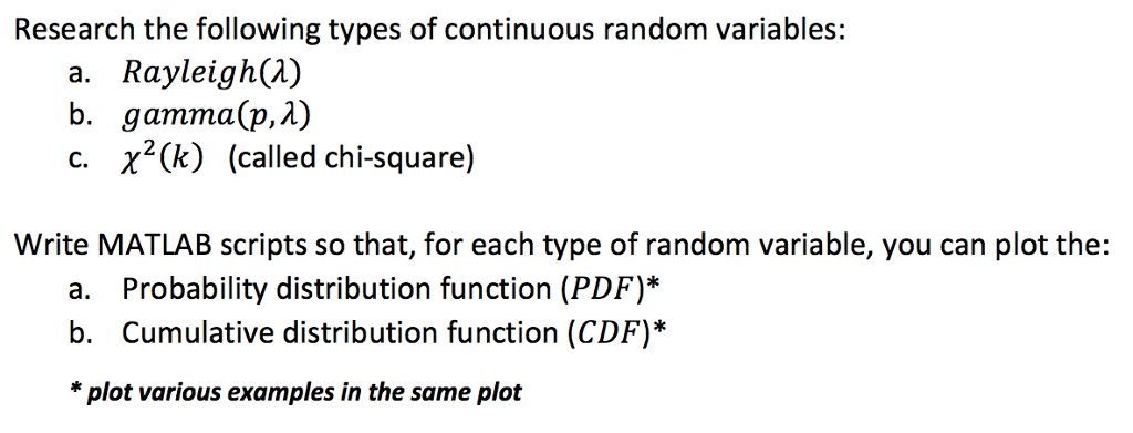Solved Research the following types of continuous random | Chegg.com