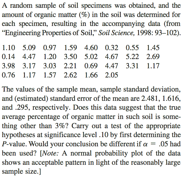 Solved A random sample of soil specimens was obtained, and | Chegg.com