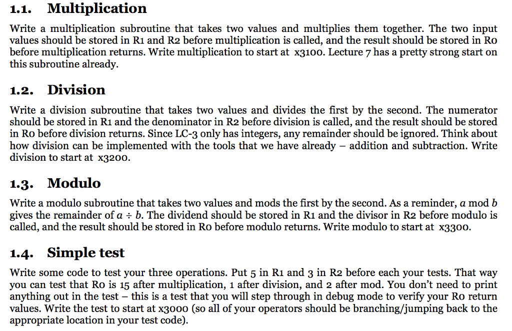 Solved 1.1. Multiplication Write a multiplication subroutine | Chegg.com
