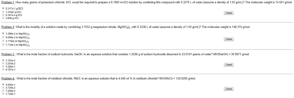 Solved Problem 1 How many grams of potassium chloride, KCI, | Chegg.com