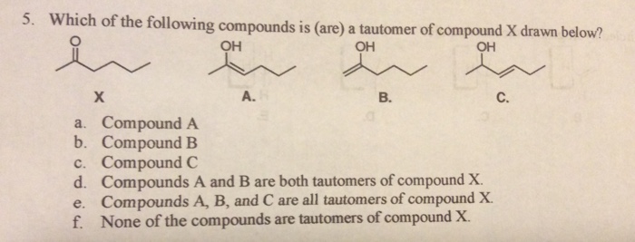 Solved Which of the following compounds is (are) a tautomer | Chegg.com