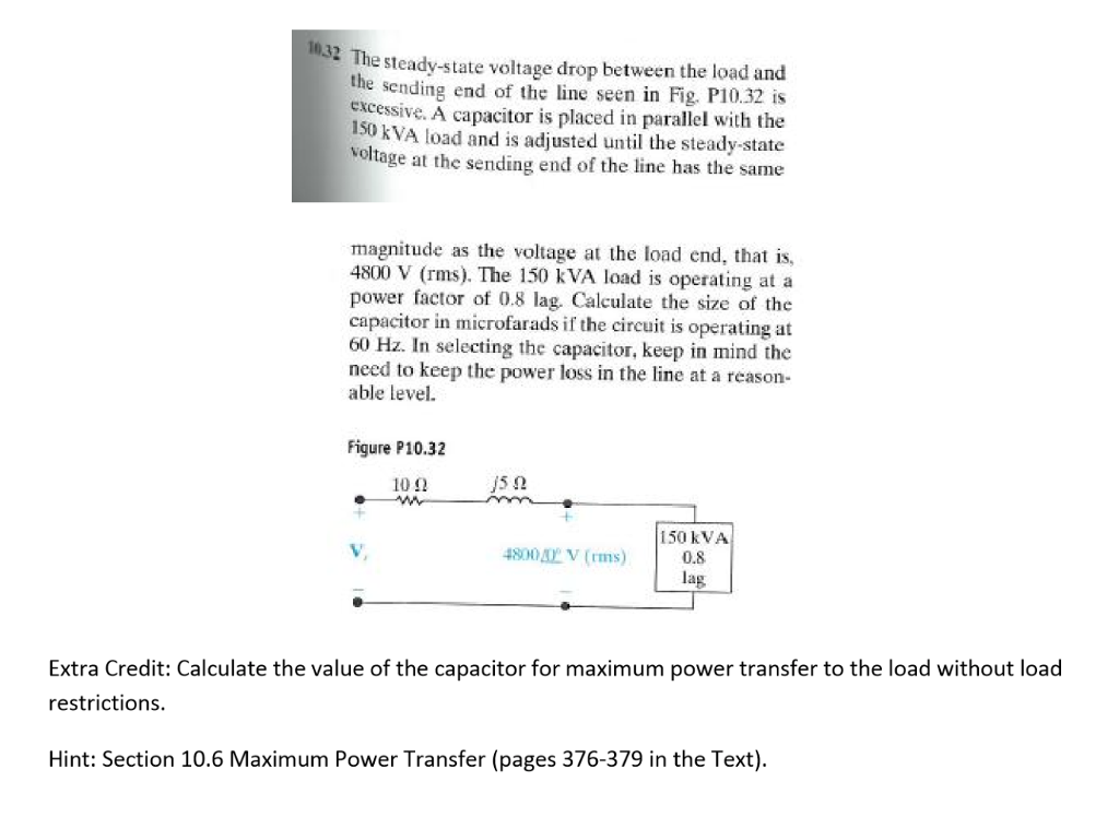 Solved The steady-state voltage drop between the load and | Chegg.com