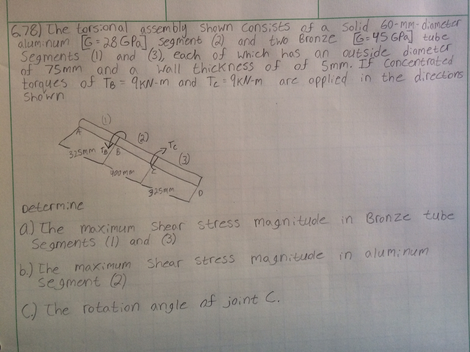 The torsional assembly Shewn consists of a solid | Chegg.com