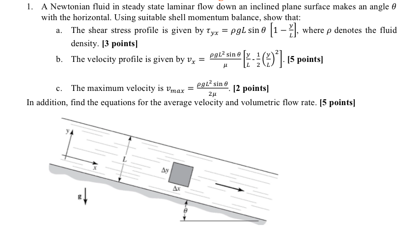 A Newtonian fluid in steady state laminar flow down | Chegg.com