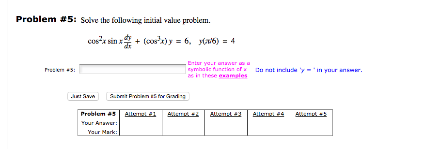 Solved Solve the following initial value problem. cos^2x | Chegg.com