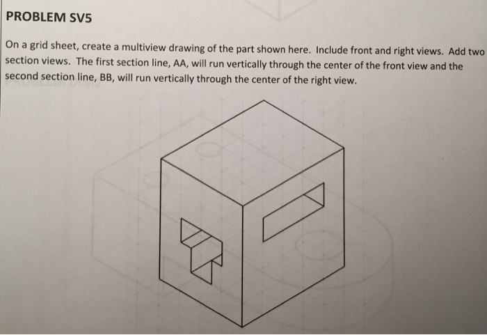 Solved Multiview drawing and full section view with diagonal | Chegg.com
