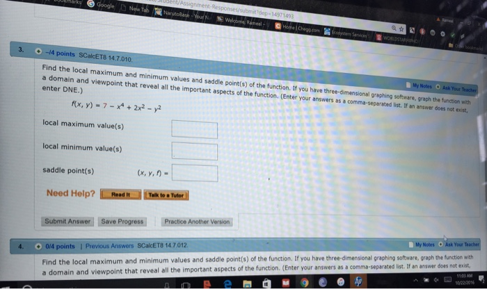 Solved Find the local maximum and minimum values and saddle | Chegg.com
