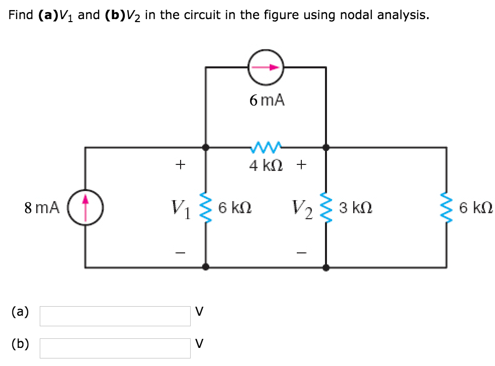 Solved Find (a)V1 and (b)V2 in the circuit in the figure | Chegg.com