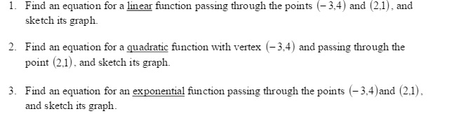 Solved Find an equation for a linear function passing | Chegg.com