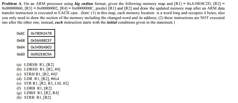Solved On an ARM processor using big endian format, given | Chegg.com