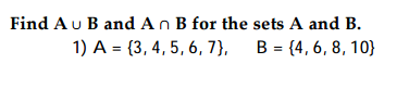 Solved Find A union B and A intersection B for the sets A | Chegg.com