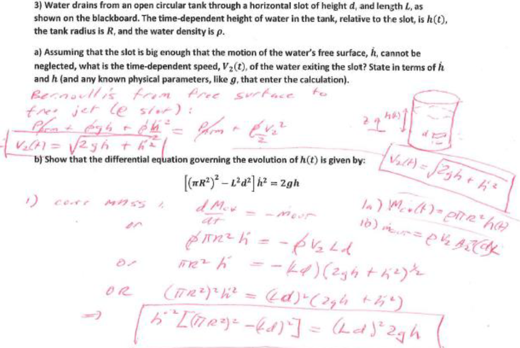 Solved 3) Water drains from an open circular tank through a | Chegg.com