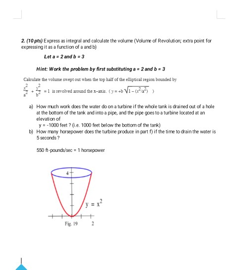 Solved 2. (10 pts) Express as integral and calculate the | Chegg.com