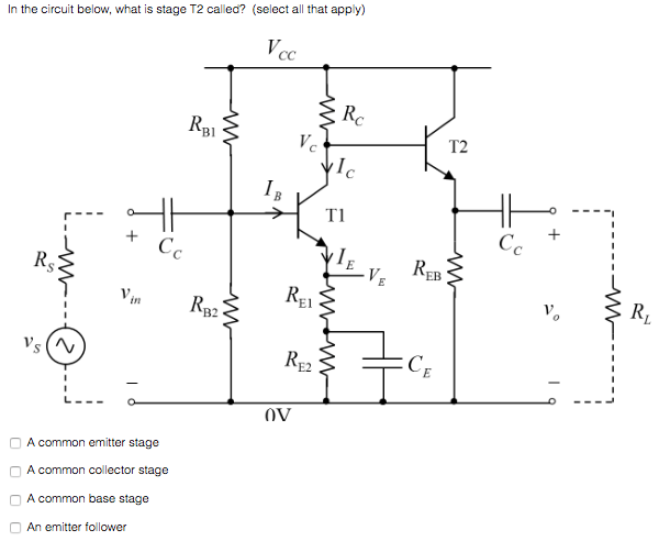 Solved In the circuit below, what is stage T2 called? | Chegg.com