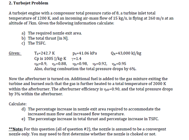 Solved A turbojet engine with a compressor total pressure | Chegg.com