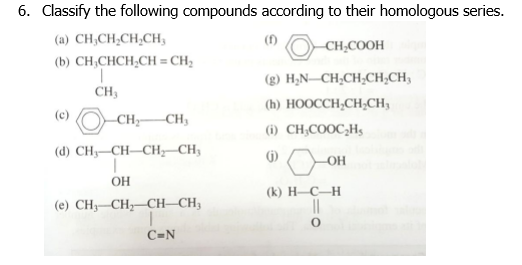 Solved 6. Classify the following compounds according to | Chegg.com