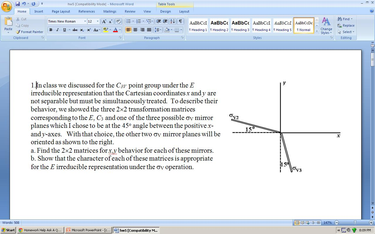 In class we discussed for the C3V point group under | Chegg.com