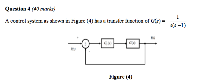 Solved Question 4 (40 marks) A control system as shown in | Chegg.com