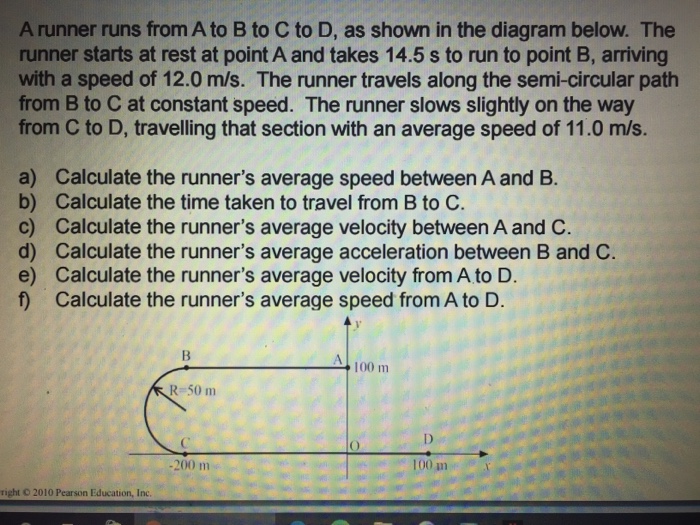 Solved A runner runs from A to B to C to D, as shown in the | Chegg.com