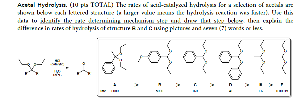 Solved Acetal Hydrolysis. (10 pts TOTAL) The rates of | Chegg.com