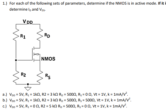 Solved 1.) For each of the following sets of parameters, | Chegg.com