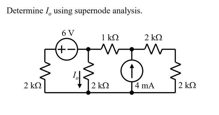 Solved Determine I_0 using supernode analysis. | Chegg.com