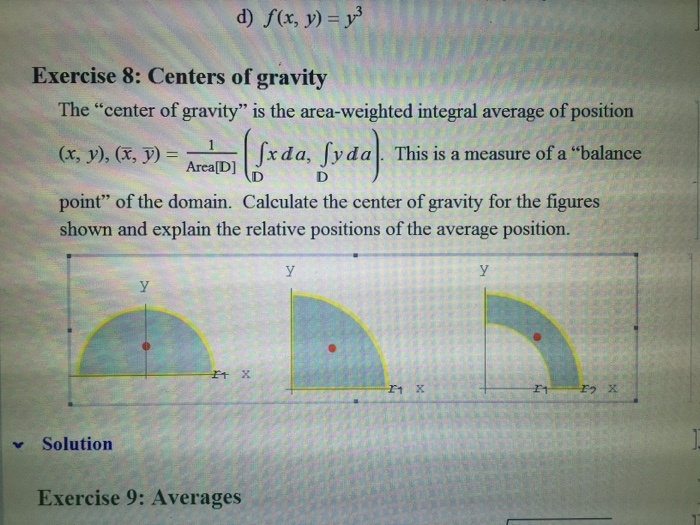 Solved d) f(x, y) Exercise 8: Centers of gravity Pete The | Chegg.com