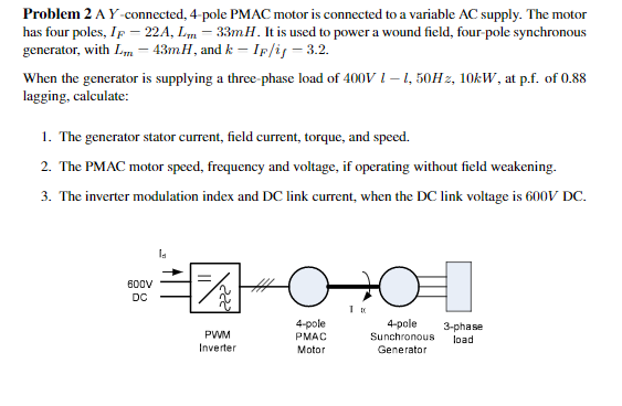 Problem 2 AY-connected, 4 pole PMAC motor is | Chegg.com