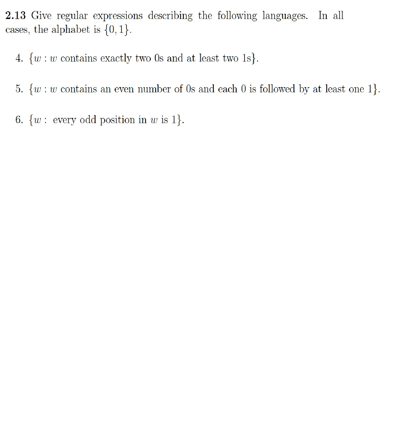 Solved Give regular expressions describing the following | Chegg.com