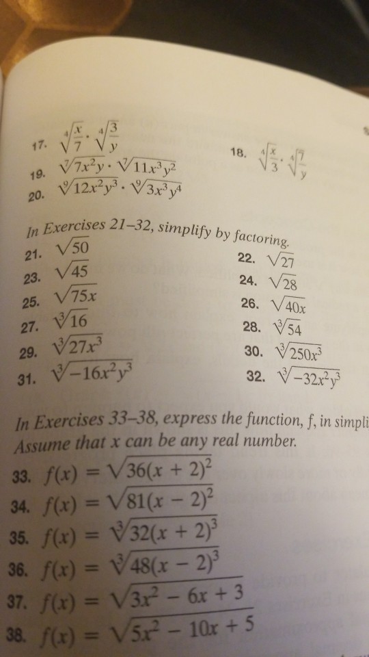 Solved 19. In Exercises 21-32, simplify by factoring 21. V50 | Chegg.com