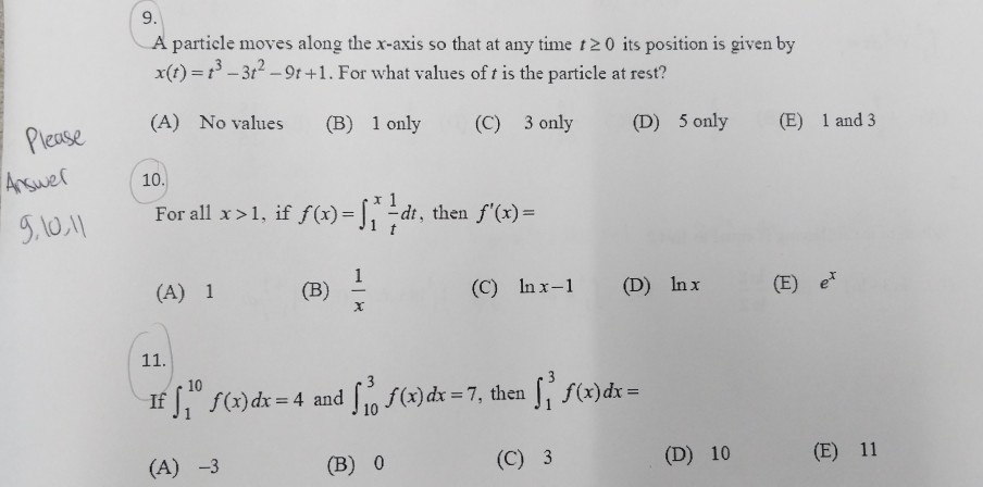 Solved 9. A particle moves along the x-axis so that at any | Chegg.com