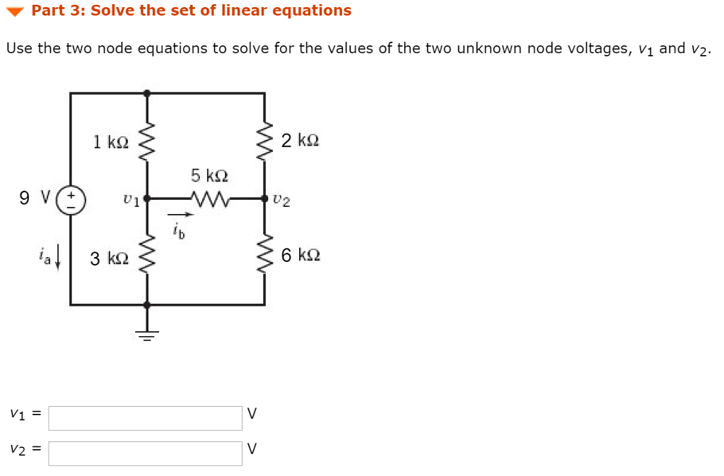 Solved Determine The Values Of The Node Voltages V1 And V2