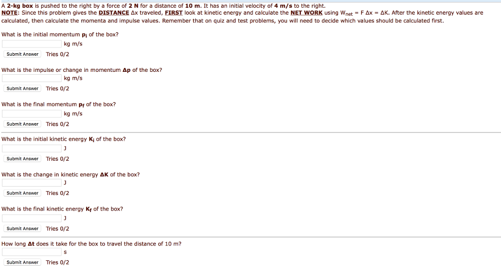 Solved A 2-kg box is pushed to the right by a force of 2 N | Chegg.com