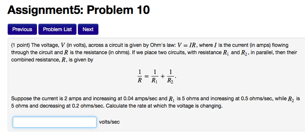 Solved Assignment5: Problem 9 Previous Problem ist next (1 | Chegg.com