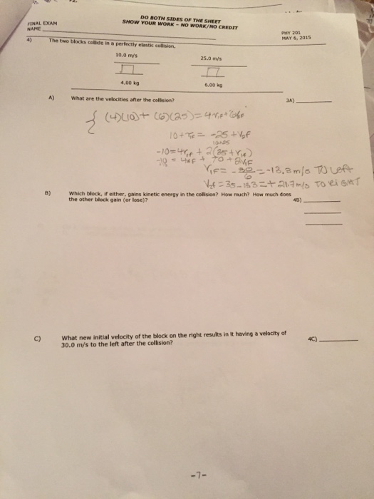 The two blocks collide in a perfectly elastic | Chegg.com