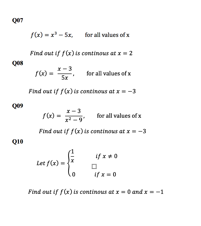 Solved Q01 Let f(x) = 2x2 + 10, Find f (3) for all values of | Chegg.com