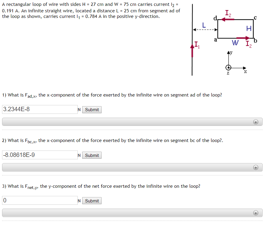 Solved A rectangular loop of wire with sides H = 27 cm and w | Chegg.com