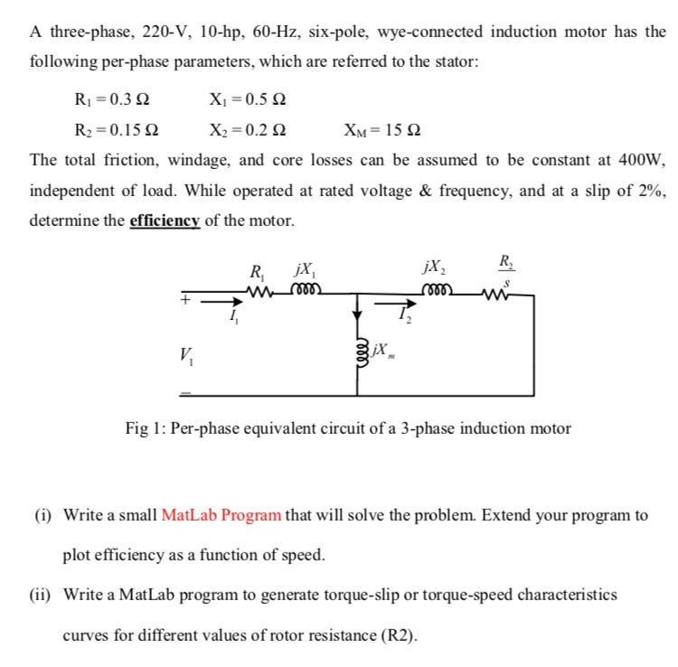 Solved A three-phase, 220-V, 10-hp, 60-Hz, six-pole, | Chegg.com
