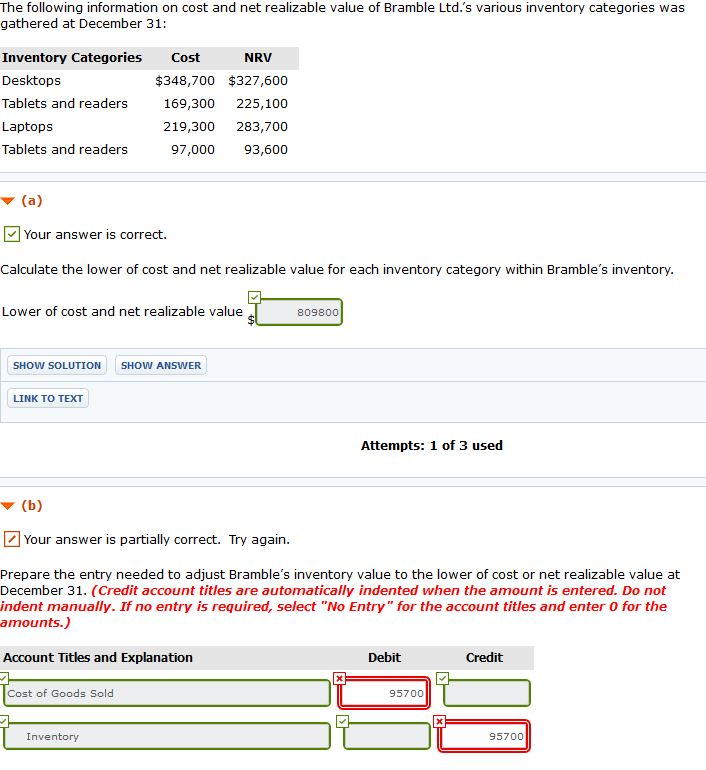 Solved The following information on cost and net realizable | Chegg.com