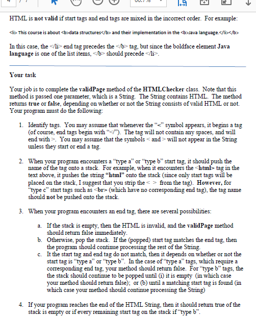 Solved HTML is not valid if start tags and end tags are | Chegg.com
