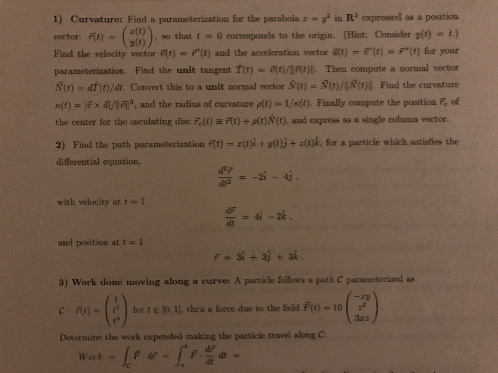 Solved Curvature: Find a parameterization for the parabola | Chegg.com