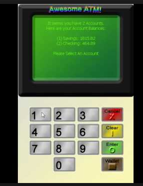 Solved ATM- Javascript wondering if anybody can give me a a | Chegg.com