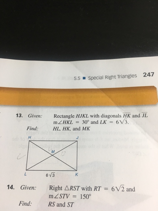 Solved Given: Rectangle HJKL with diagonals HK and JL m | Chegg.com
