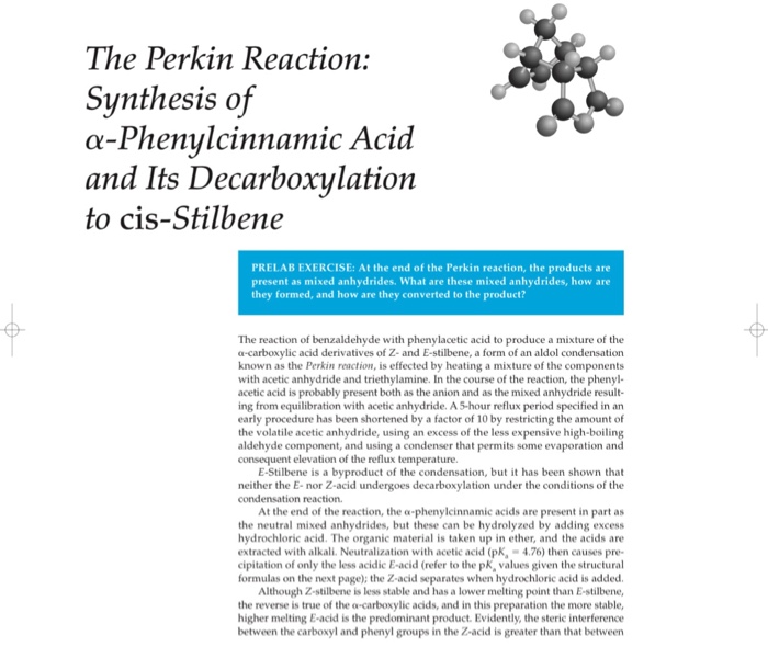 Solved The Perkin Reaction: Synthesis of | Chegg.com
