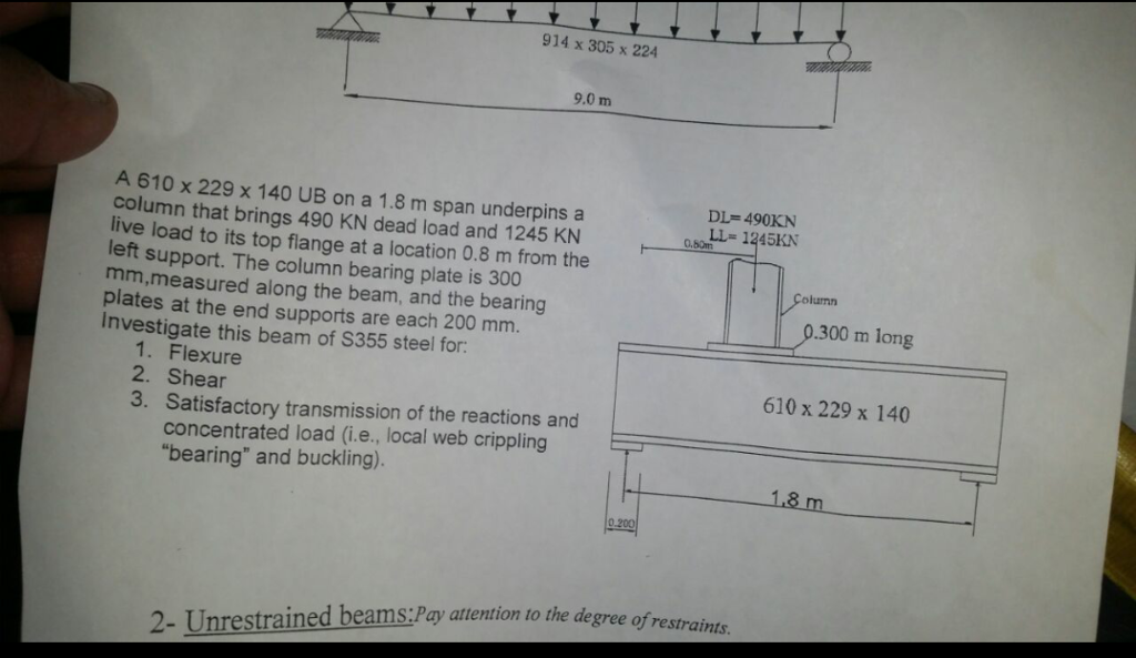 914 x 305 x 224 9.0 m A 610 x 229 x 140 UB on a 1.8 m | Chegg.com