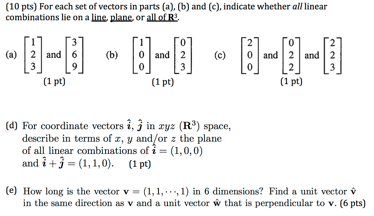 Solved For each set of vectors in parts [a], (b) and (c), | Chegg.com